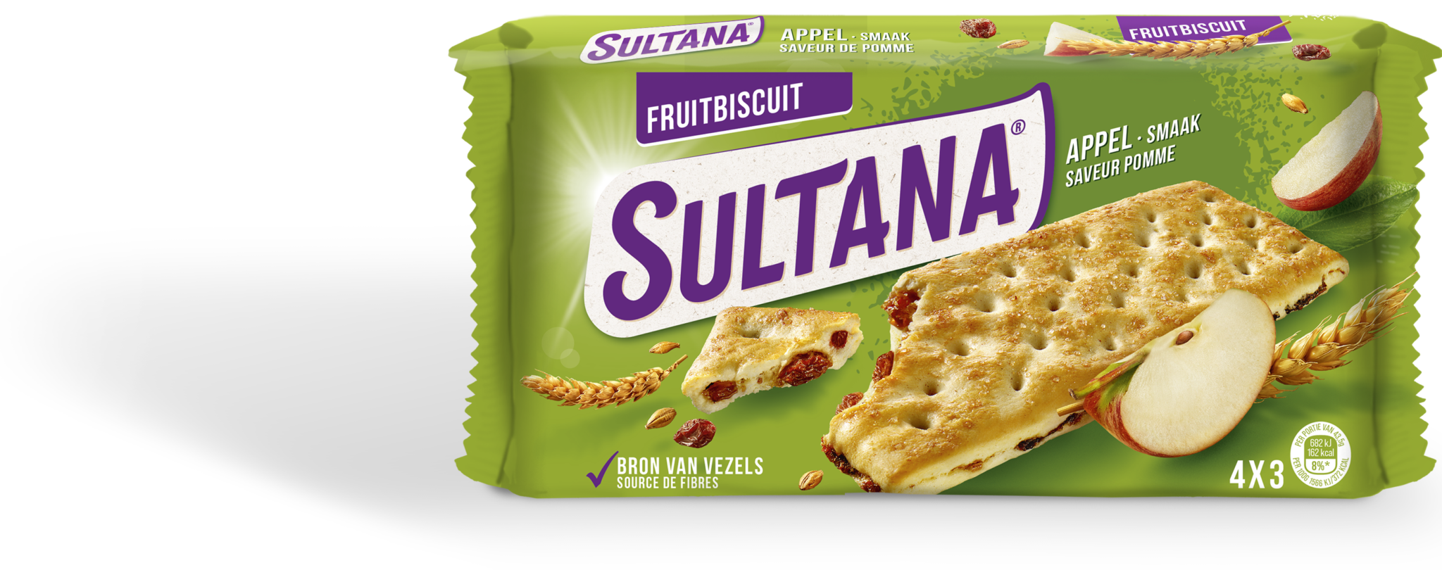 Sultana Fruitbiscuit - Appel 4x3 front - Sultana